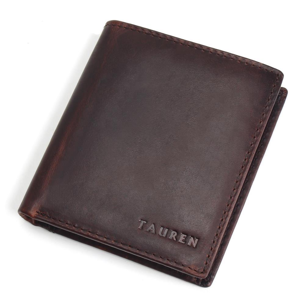 Buy TAUREN Men Wallets Vintage Crazy Horse Genuine Leather Zipper ...