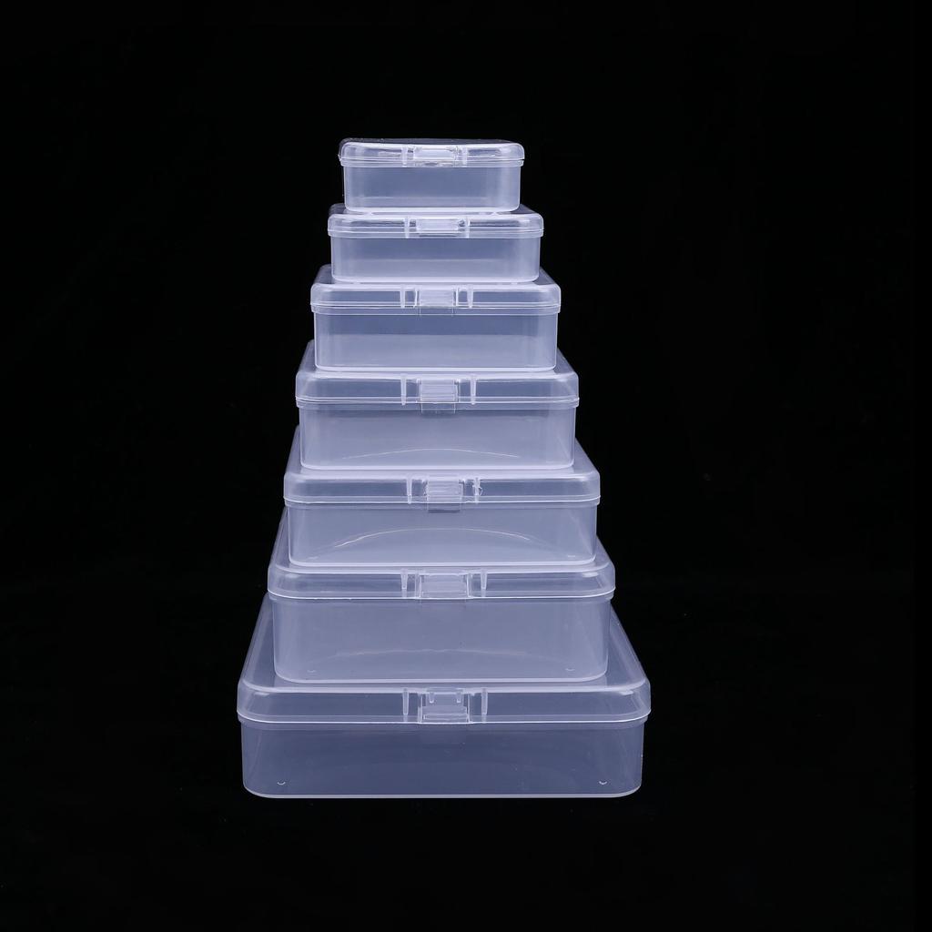 Buy 5pcs/set Square Plastic Box PP Flip Cover Transparent Storage Box ...