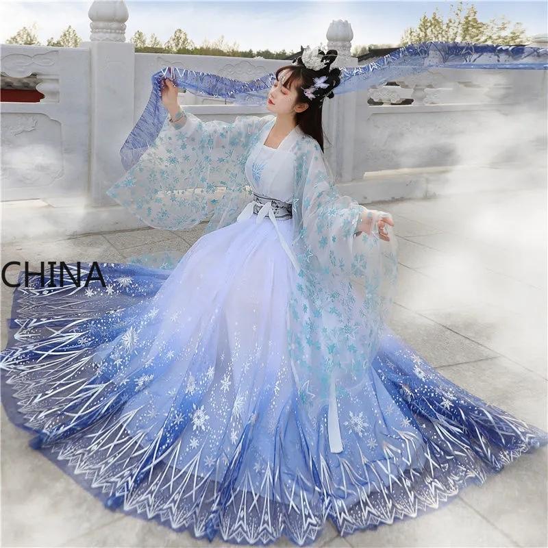 Buy Sequins Gradient Shimmering Women Han Fu Traditional Chinese Dress ...