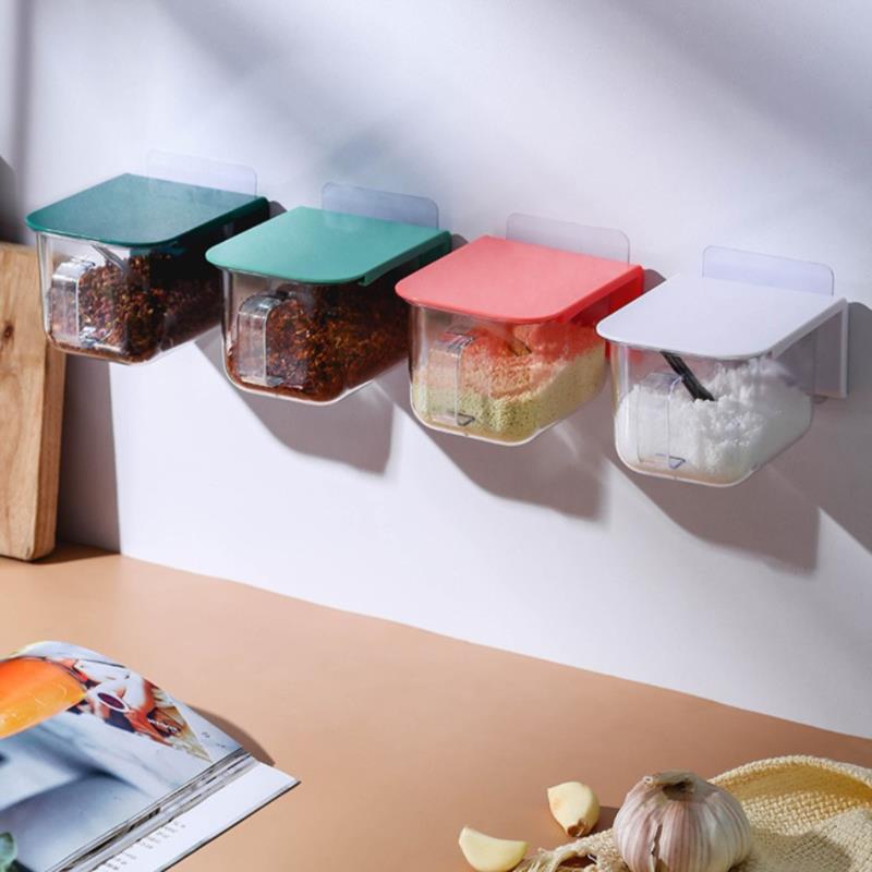 Buy Kitchen Wall-Mounted Seasoning Box Salt Pepper Spice Rack Jar ...
