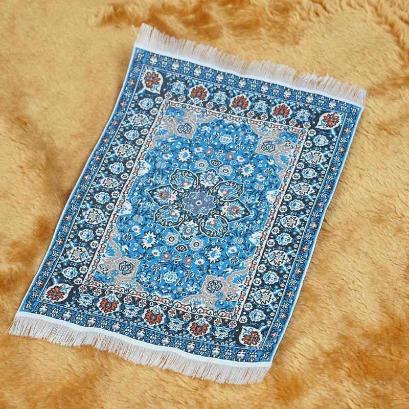 Buy 1:12 Dollhouse Miniature Carpet Model Pure Weaving Carpet Toys Blue ...