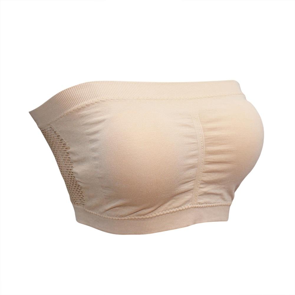 Buy Women Strapless Bandeau Bra Seamless Bralettes Mesh Back Hollow Out ...