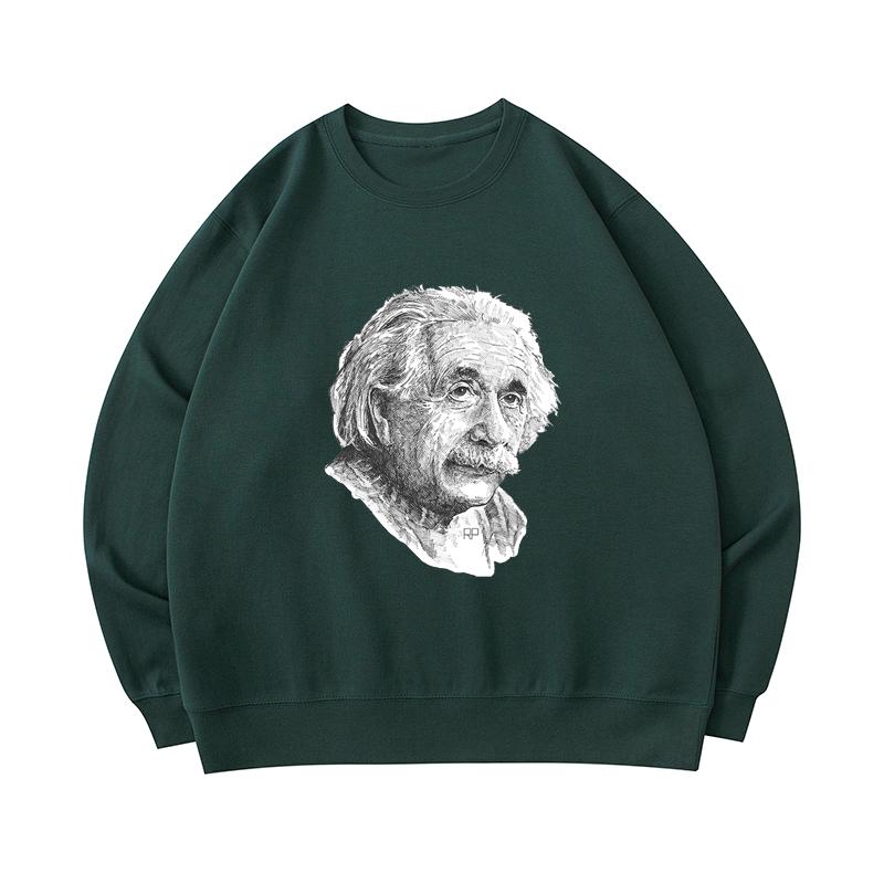 Buy Men's 300 GSM 100% Cotton Sweatshirt Albert Einstein Portrait Print ...