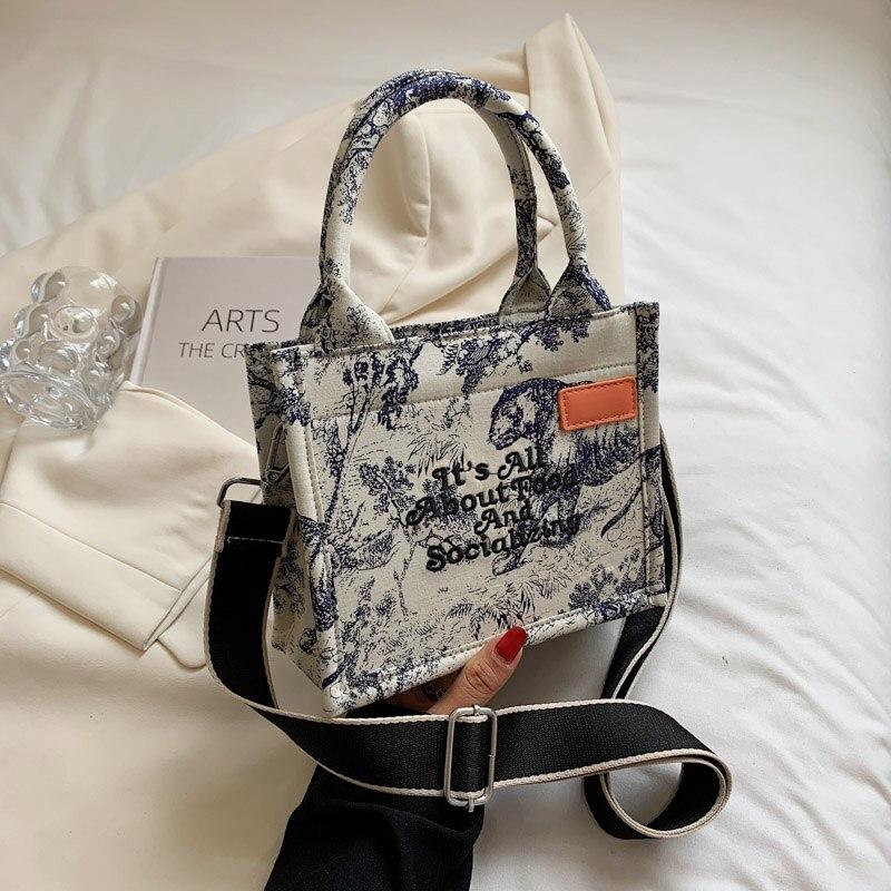 Buy Printing Embroidery Small Totes Canvas Brand Handbag For Women ...
