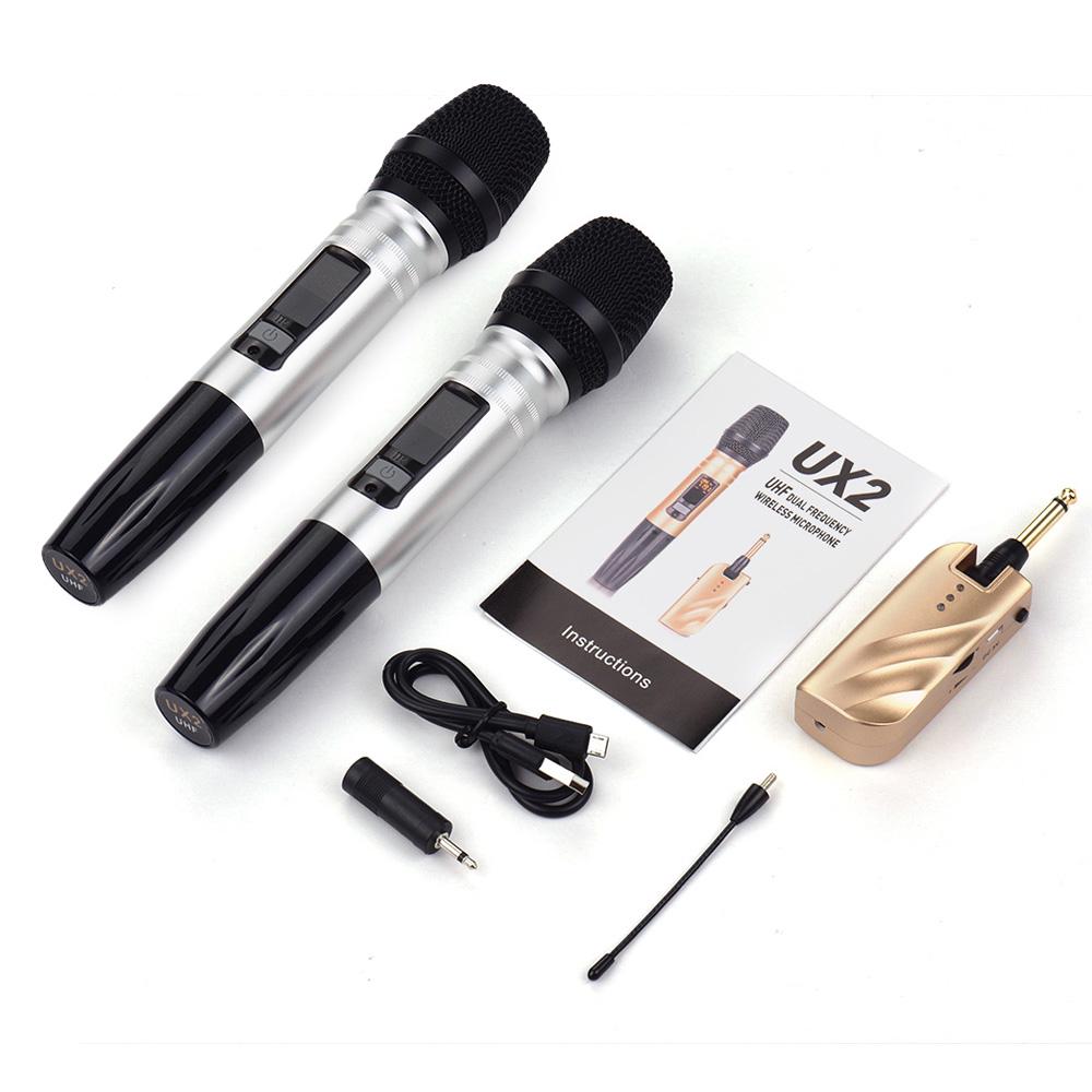 Buy UHF Dual-Frequency Wireless Microphones Set with 1 Receiver 2 ...