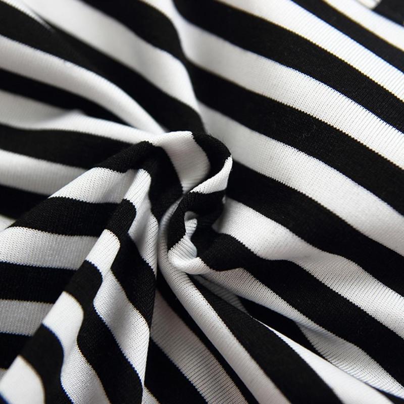 Buy Casual Short Sleeve Girls Cute Stripe O-Neck T-shirt Elastic Cotton ...