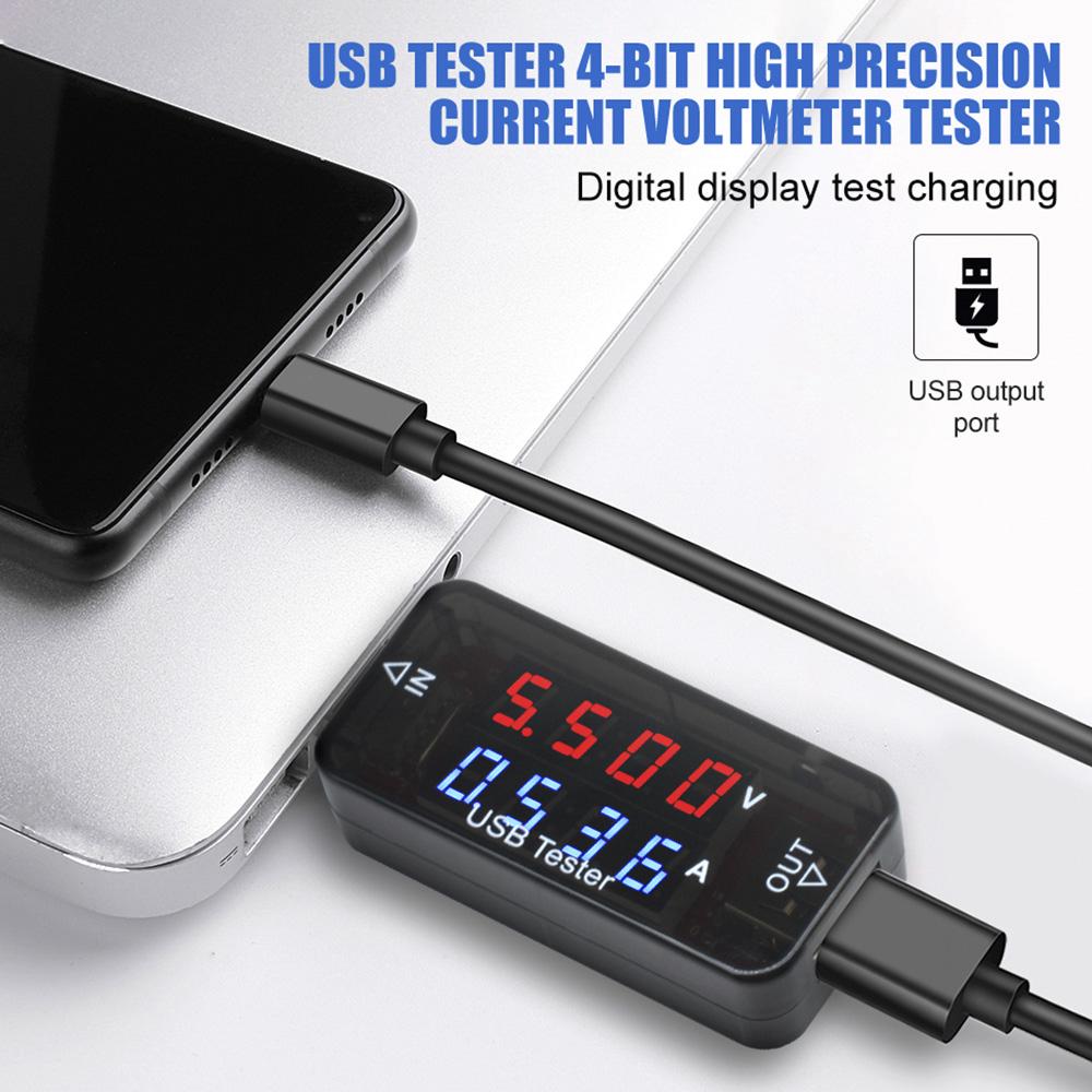 Buy 3/4-Bit USB Dual Display Charger Tester Current Voltage Meter ...