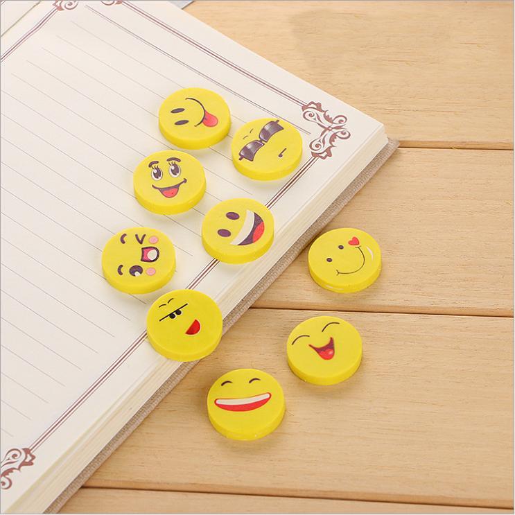 Buy 10 Set Kids Students Stationery Eraser Smiley Face Pencil Rubber ...