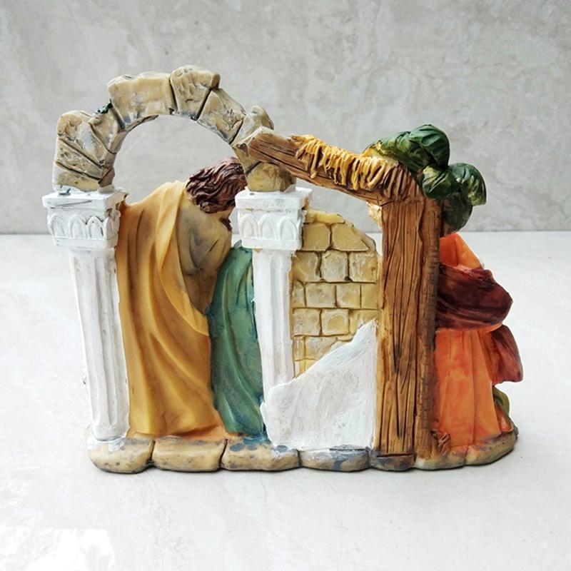 Buy Christmas Nativity Figurine Manger Holy Family Statue Resin ...