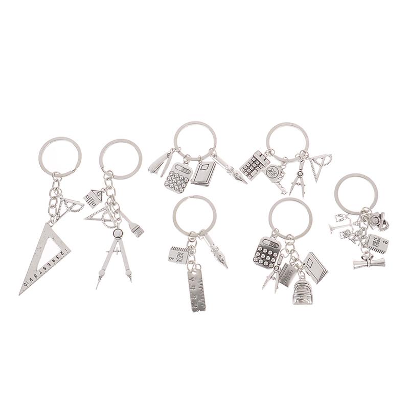 Buy 1Pc Study Keychain School Supplies Key Ring Ruler Compass Tape Key ...