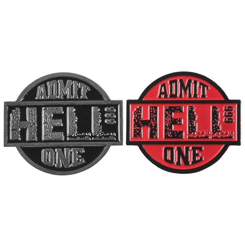 Buy Hell Admit One 666 Ticket Enamel Pin Black Red Ticket To Hell Punk ...