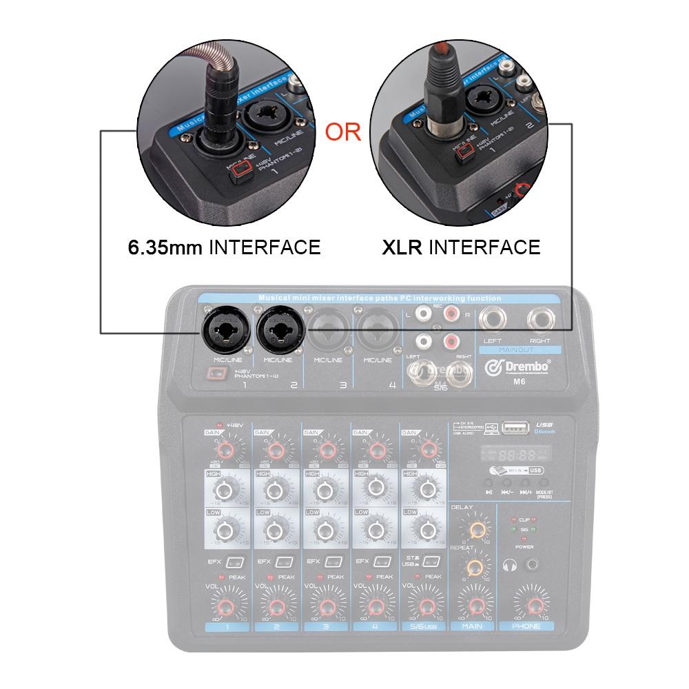 Buy Protable Mini Mixer Audio DJ Console with Sound Card, USB, 48V ...