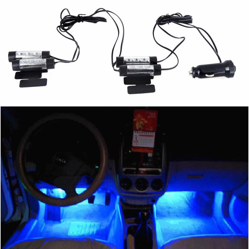 Buy 4x 3LED Blue Neon Lights Bulbs For Car Interior Decoration ...