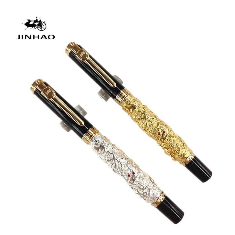 Buy Jinhao Black Barrel and Gold Clip Dragon Embossed Ballpoint Pen ...