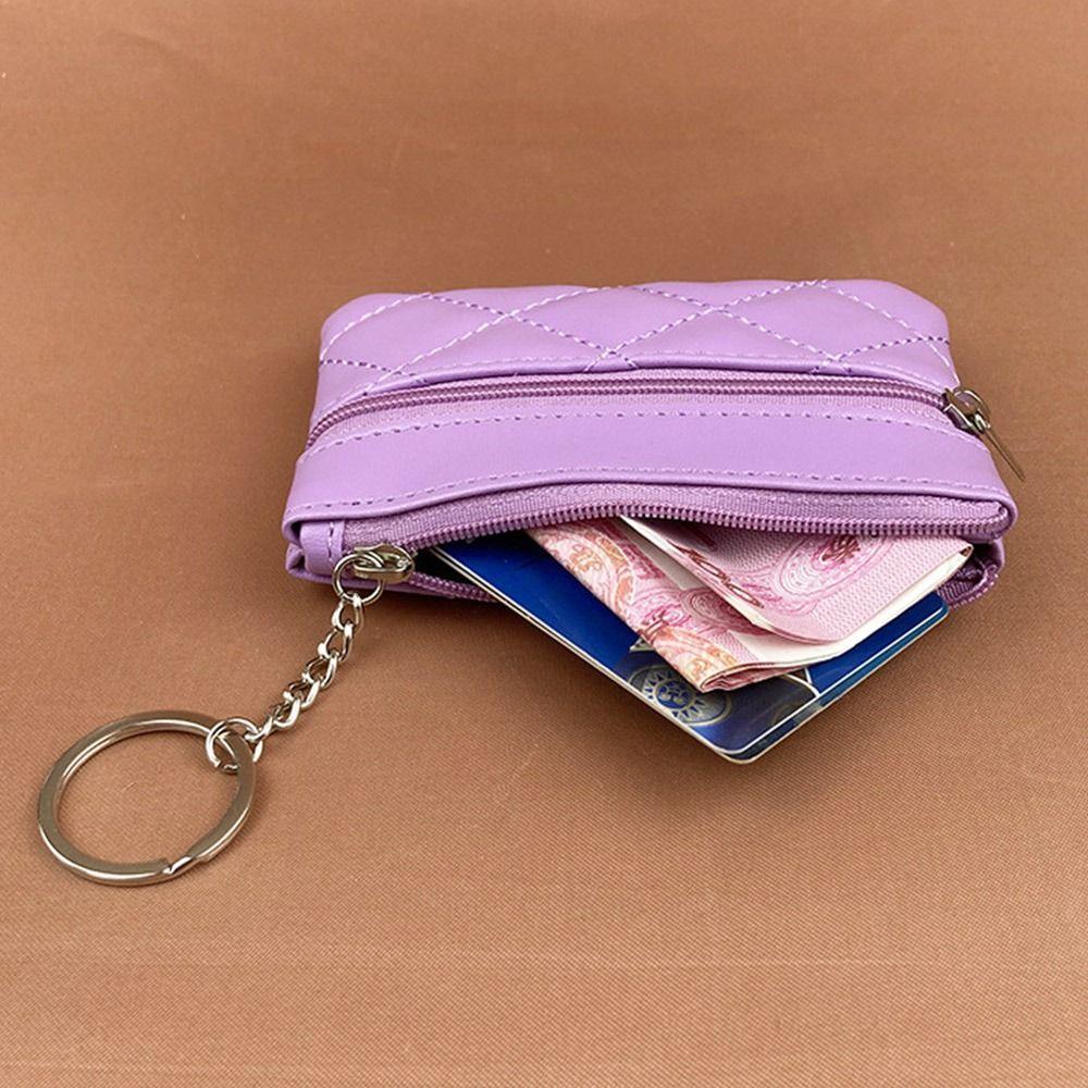 Buy PU Leather Women Clutch with Key Ring Mini Coin Purse Wallet Money ...