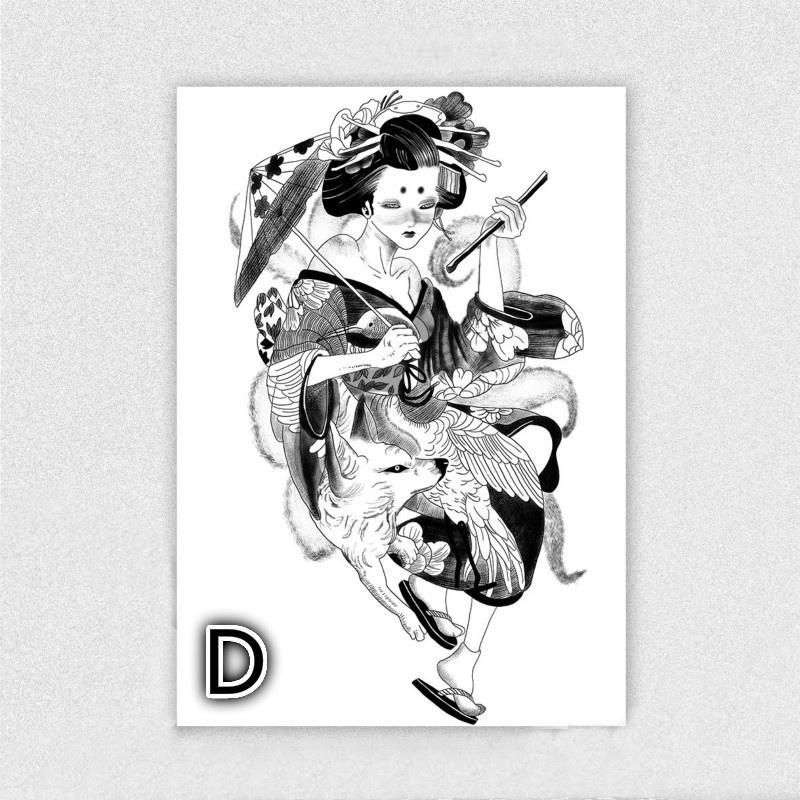 Geisha Warrior Drawing Buy 4 X Temporary Tattoo Sticker Gothic Girl