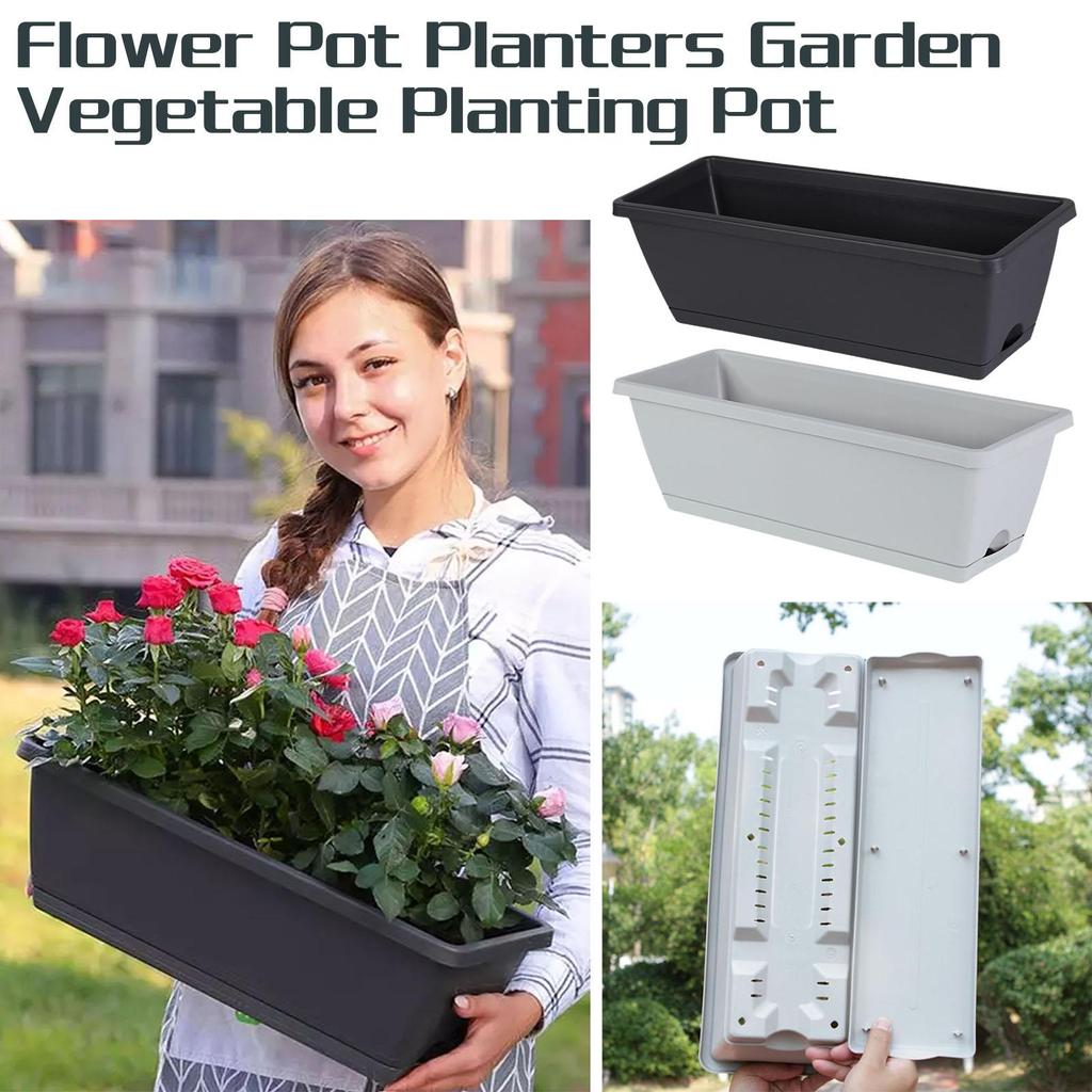 Buy Plastic Rectangular Box Large Garden Planter Pot Plastic Plant Pot ...