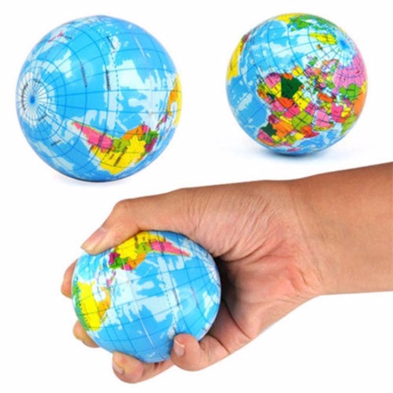 World Map Globe Foam Stress Relief Bouncy Ball Geography Map Teaching ...