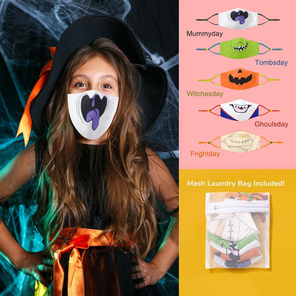 Buy 5PCS Kids Face Mask 5 Reusable Cloth Face Masks Set Cool Colors ...