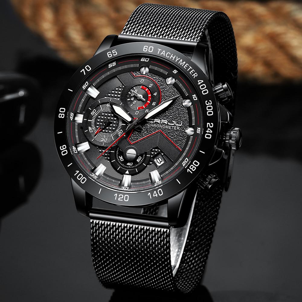 Cheap Men Watches Casual Quartz Clock Mesh Steel Date Chronograph ...