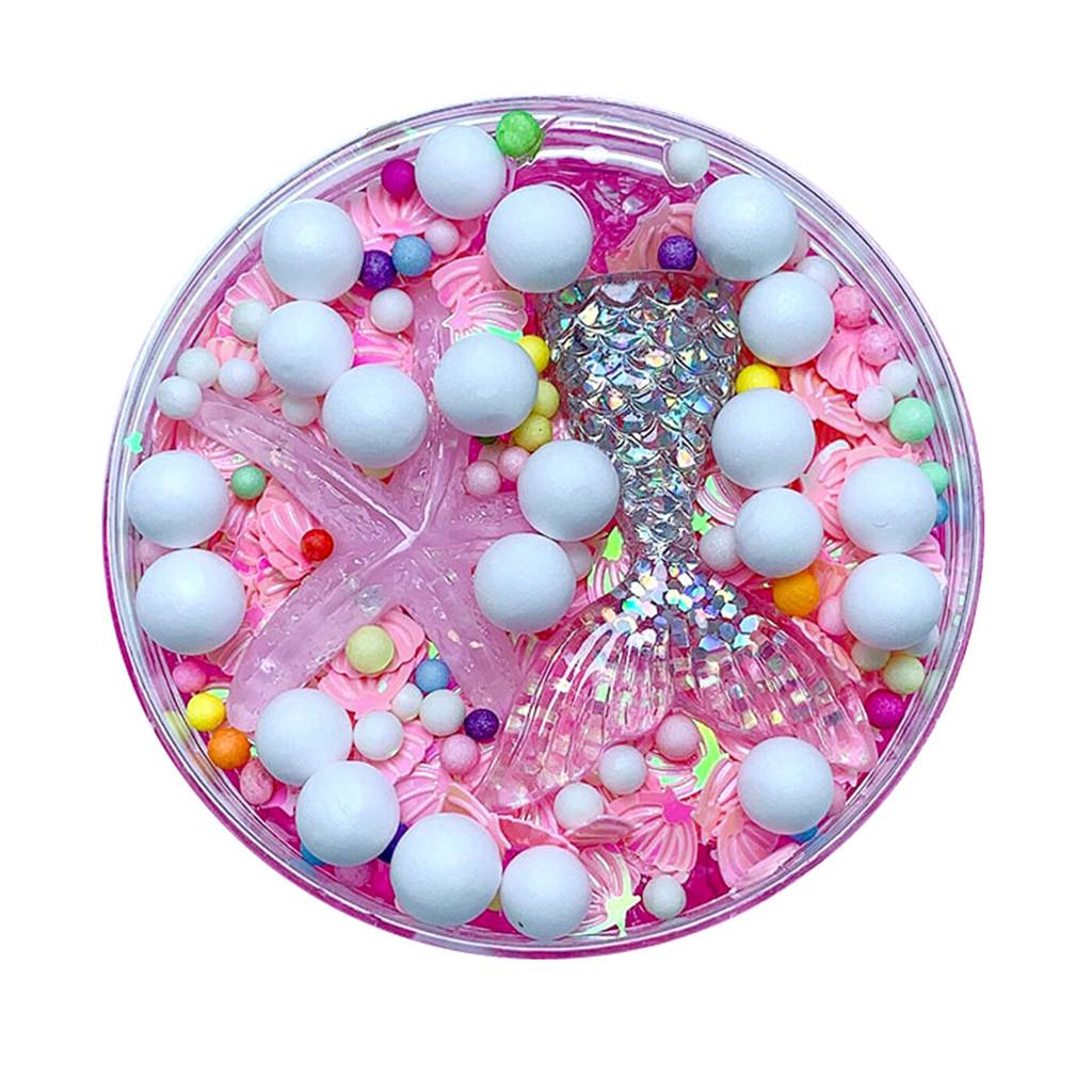 Fluffy Mud Mermaid Tail Charms Fishbowl Mermaid Bubble Bath Slime Toy ...
