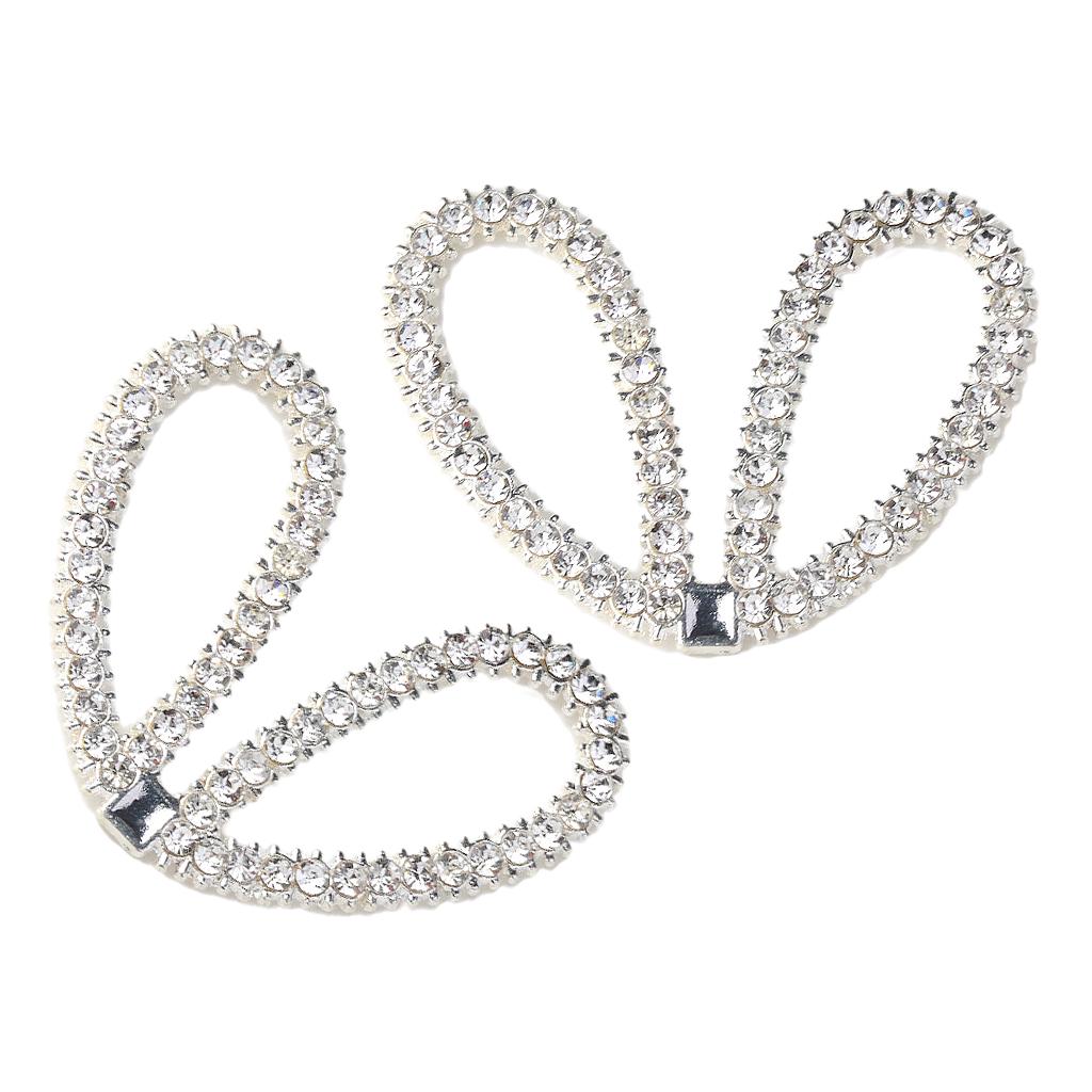 Buy 2 Pieces Alloy Rabbit Ears Rhinestone Flatbacks Embellishments Hair ...