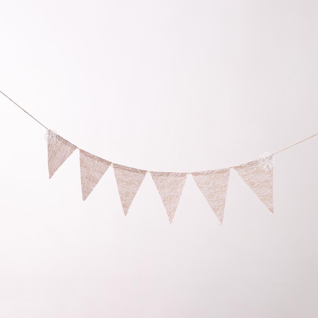 Buy Hessian Burlap White Floral Lace Pennant Bunting Banner Party Wall ...