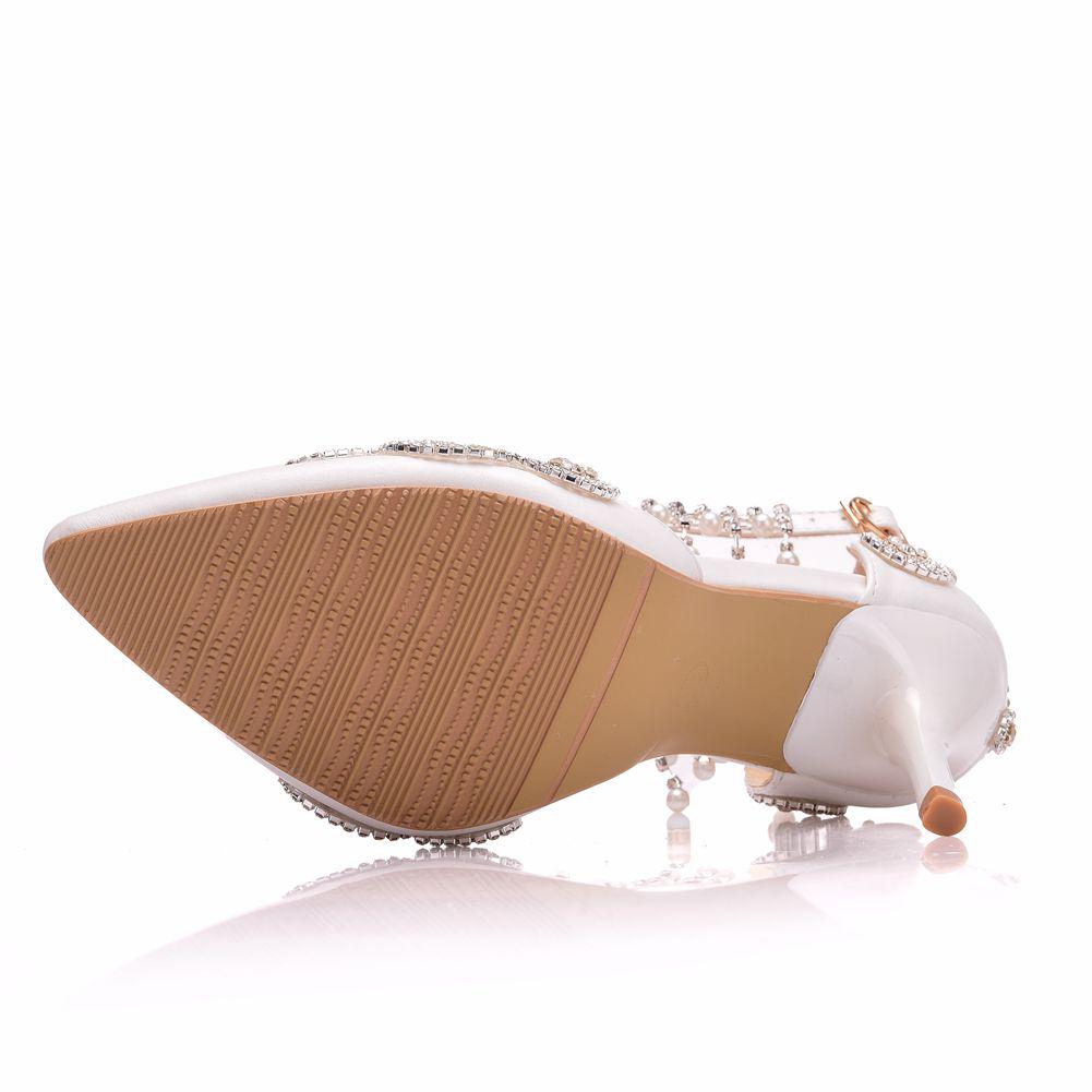 Buy Crystal Queen Women Shoes High Heels Wedding White Diamond ...