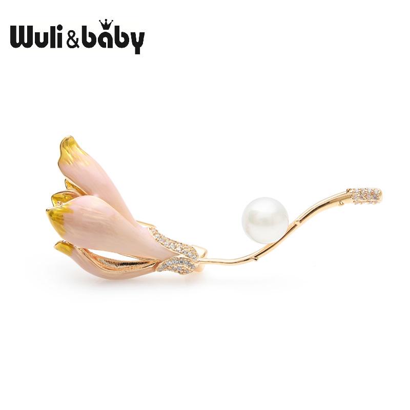Buy Wuli&baby Copper Luxury Pink Flower Pearl Brooch Luxury Women ...