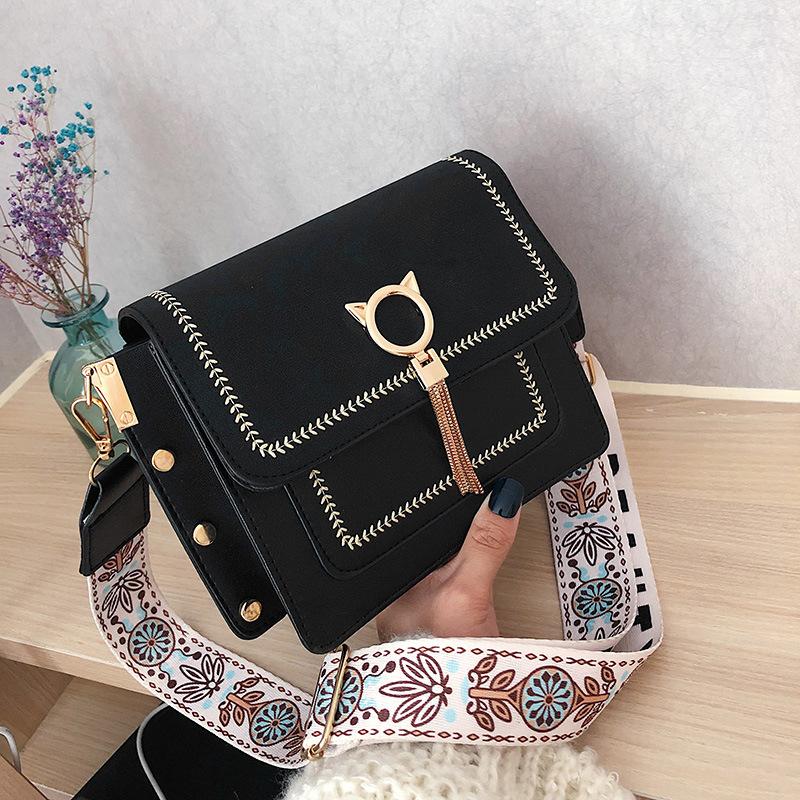 Buy Women Fashion Wide Strap Tassels Shoulder Bag Leather Crossbody ...