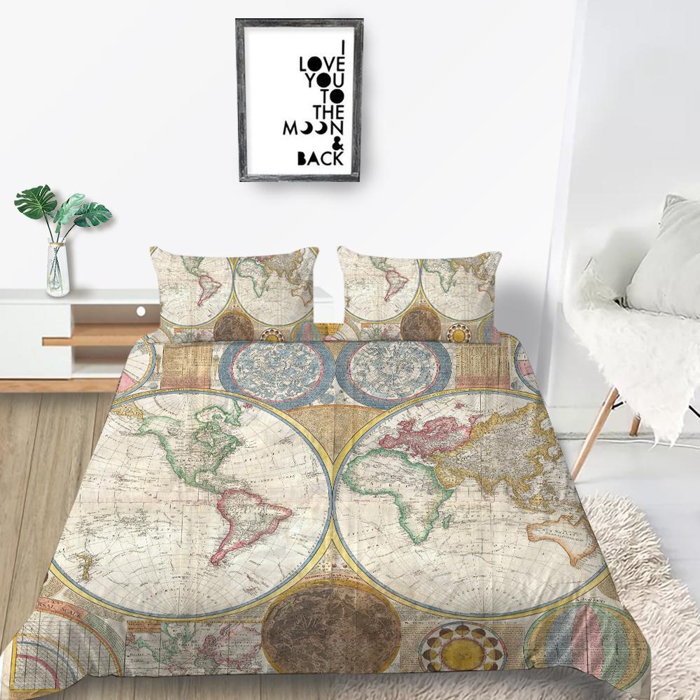 Buy 3D Map Pattern Bed Cover Bedclothes Comfortable Polyester ...