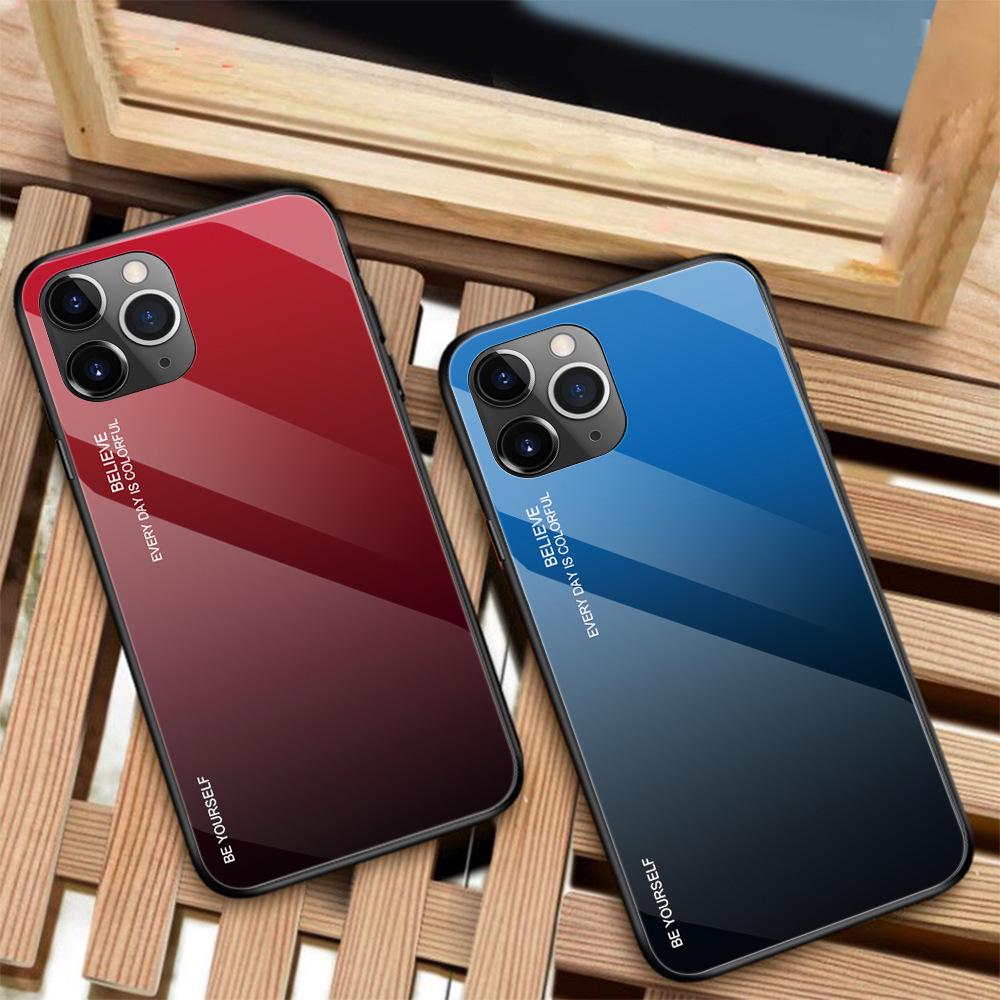 Buy Phone Case Gradient Color Tempered Glass Back Cover Phone Case For ...