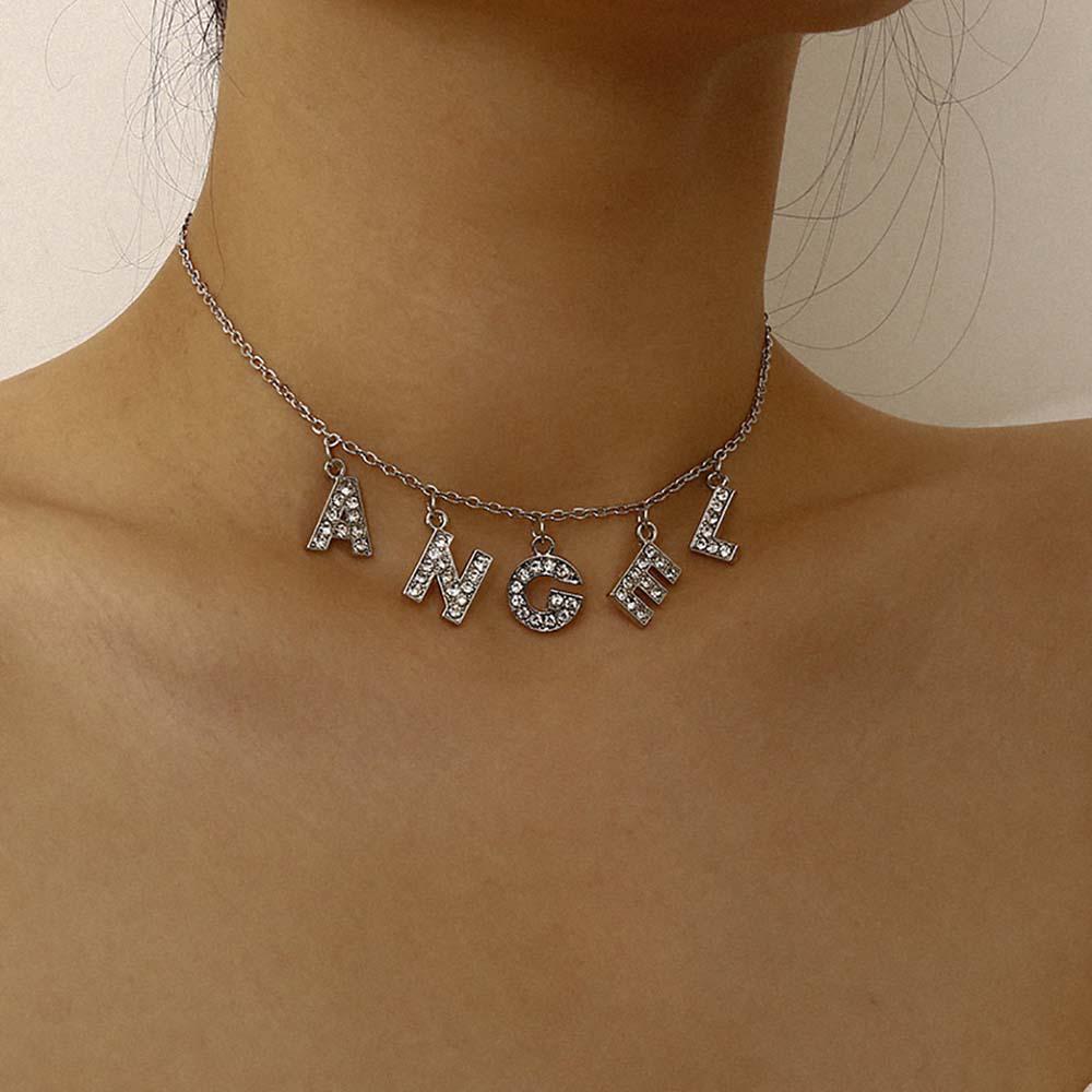 Buy Rhinestone Angel Chokers Pendant Crystal Clavicle Chain Fashion ...