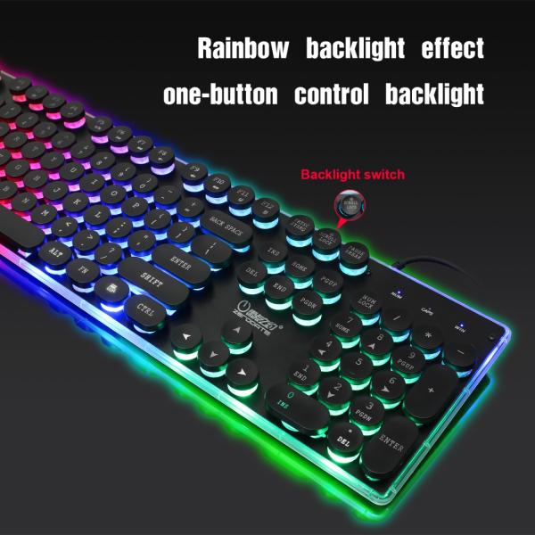 Buy ZERODATE KB202 104 Keys 3-Color Mixed Backlight Retro Punk Round ...