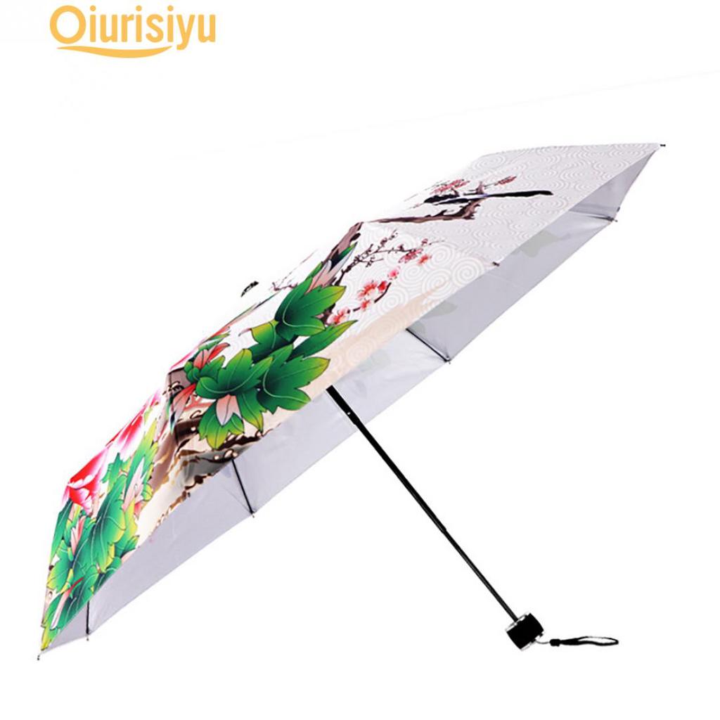 Buy Spring Scenery Pattern Summer UV Protection Rain Sun Foldable ...