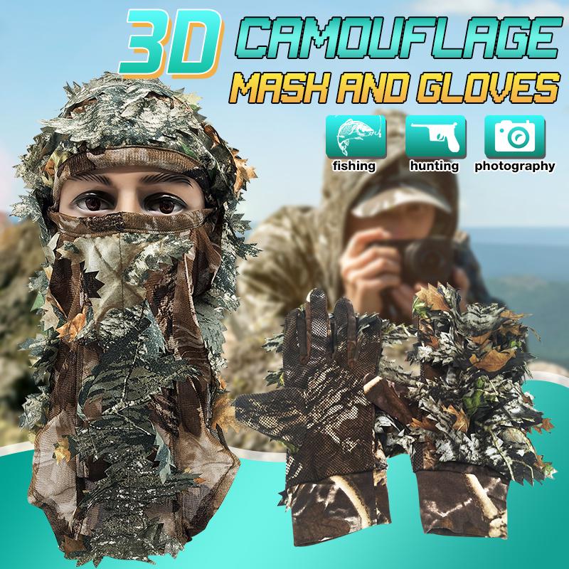 3D Mask Outdoor Camouflage Full Face Mask Hood Headgear Caps Camouflage ...