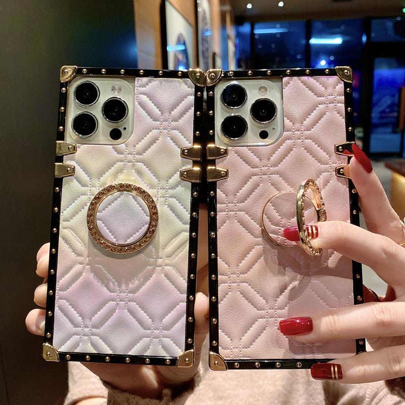 Buy Square Glitter Ring Phone Case For iphone 13 12 11 pro XR XS max ...