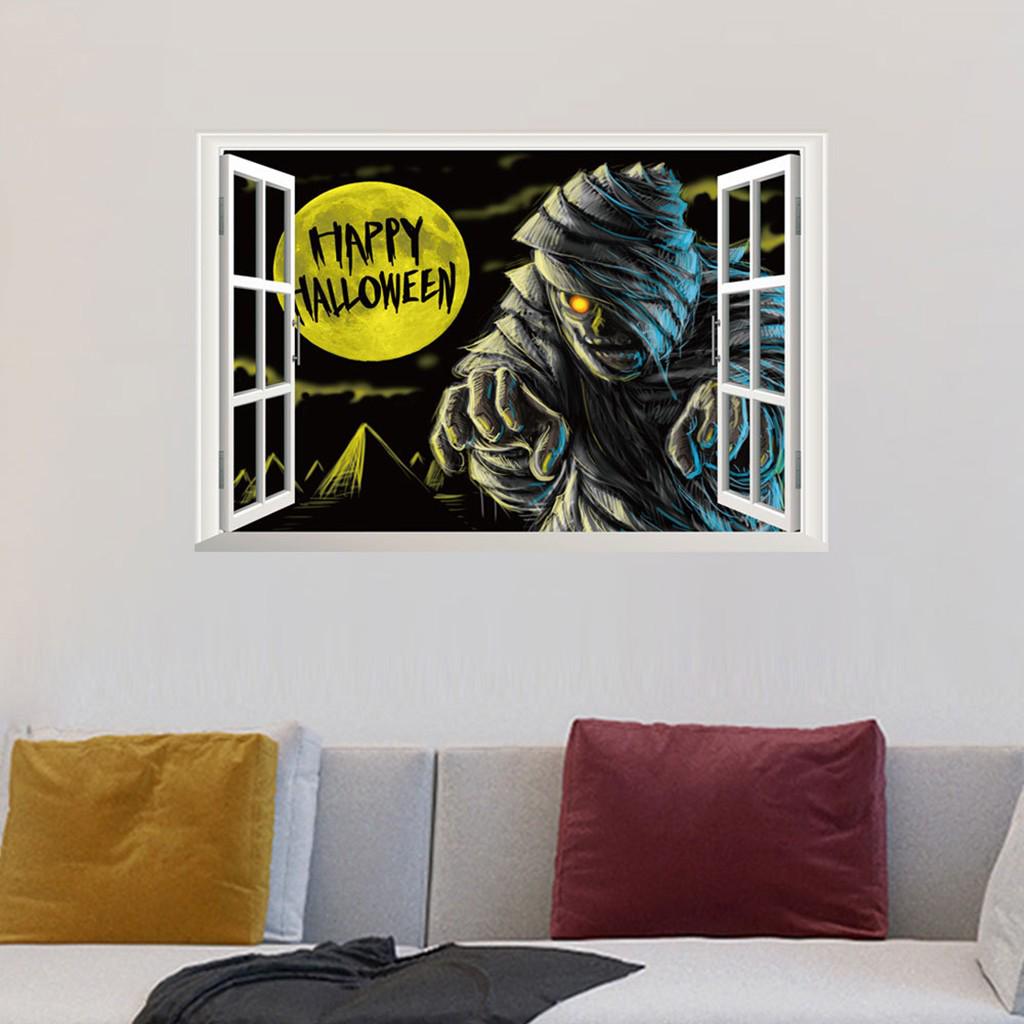 Buy Halloween 3D Ghost Scary Wall Stickers Removable Art Mural Party ...