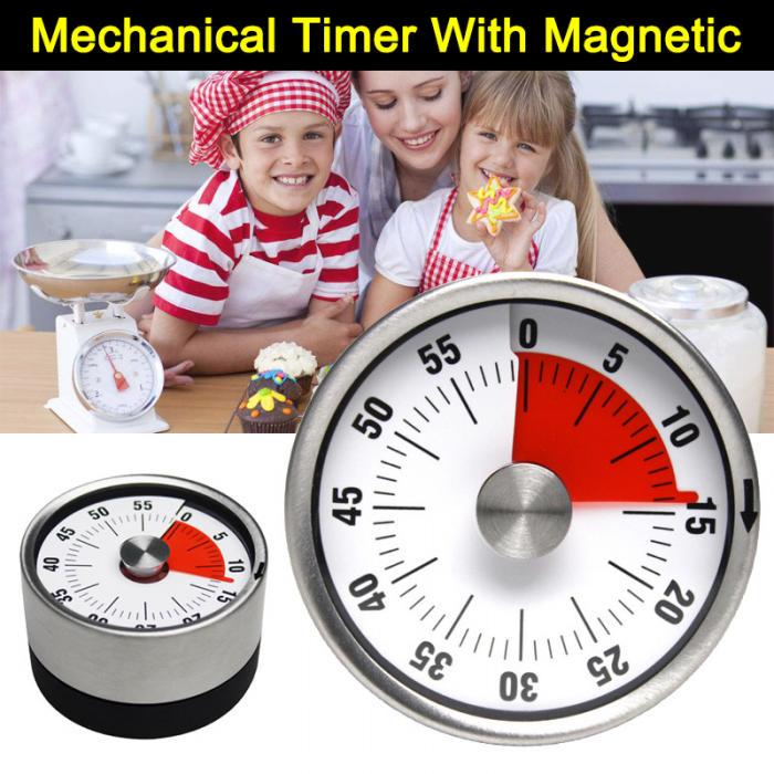 Buy Kitchen Timer Magnet Round Shape Stainless Steel Mechanical Cooking ...