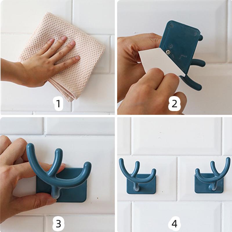 2Pcs/Set Pot Lid Holder Creative Antlers Wall-Mounted Storage Rack For ...