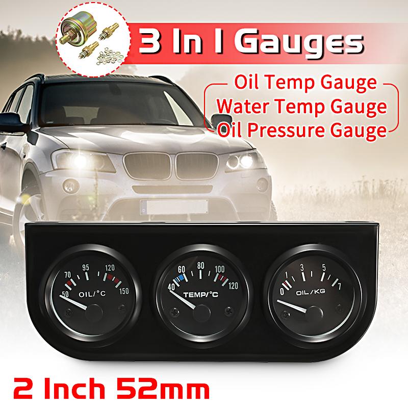 Buy 2 Inch 52Mm Triple Gauge Oil Temp Water Temperature Pressure Meter ...
