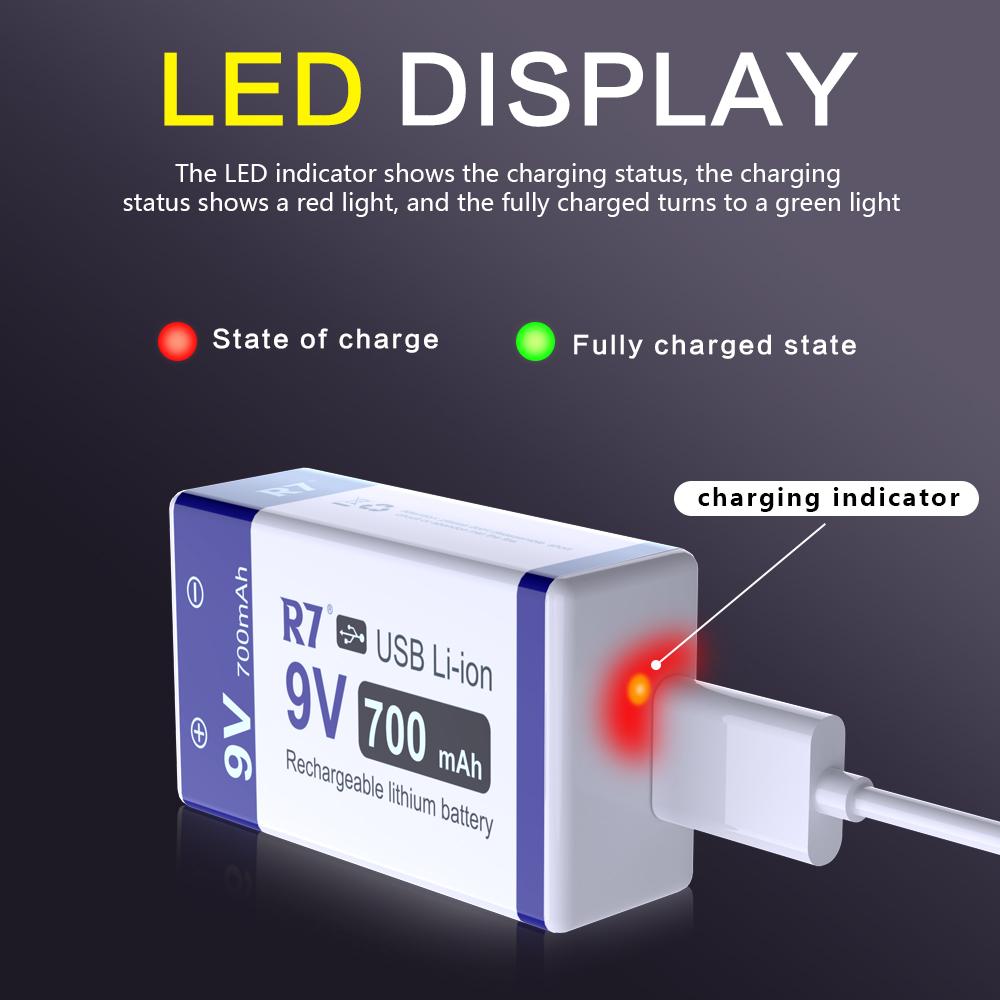 Buy 9V 700mAh Li-ion Rechargeable Battery Micro USB Batteries 9 V ...