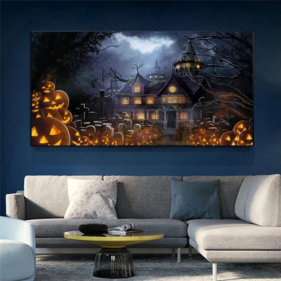 Buy 5D DIY Scary Halloween Graveyard Decoration Pumpkin Party Happy ...