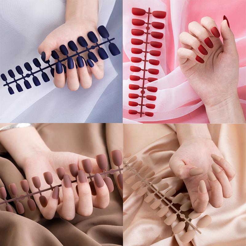 Buy 24PCS/Set Matte False Nail Short Soft Fake Nails For Full Nail Tips ...