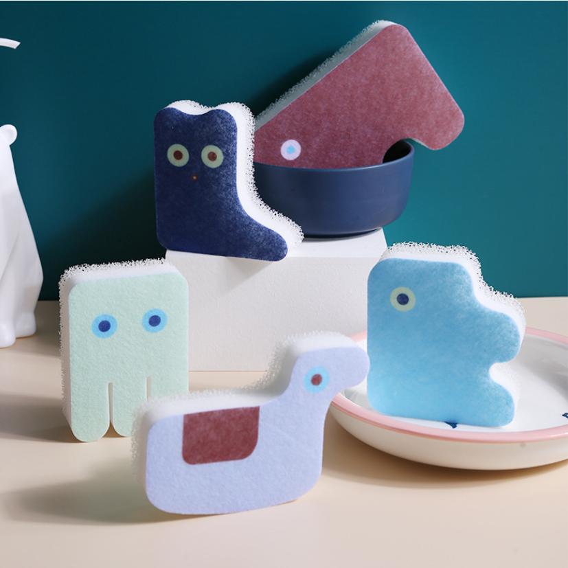 Buy 5pcs/set Creative Sponge Pads Kawaii Geometric Biology Porous ...