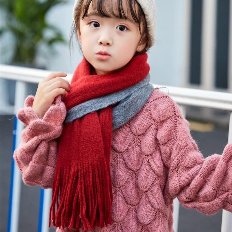 Children's Autumn and Winter Imitation Cashmere Color Matching Scarf ...