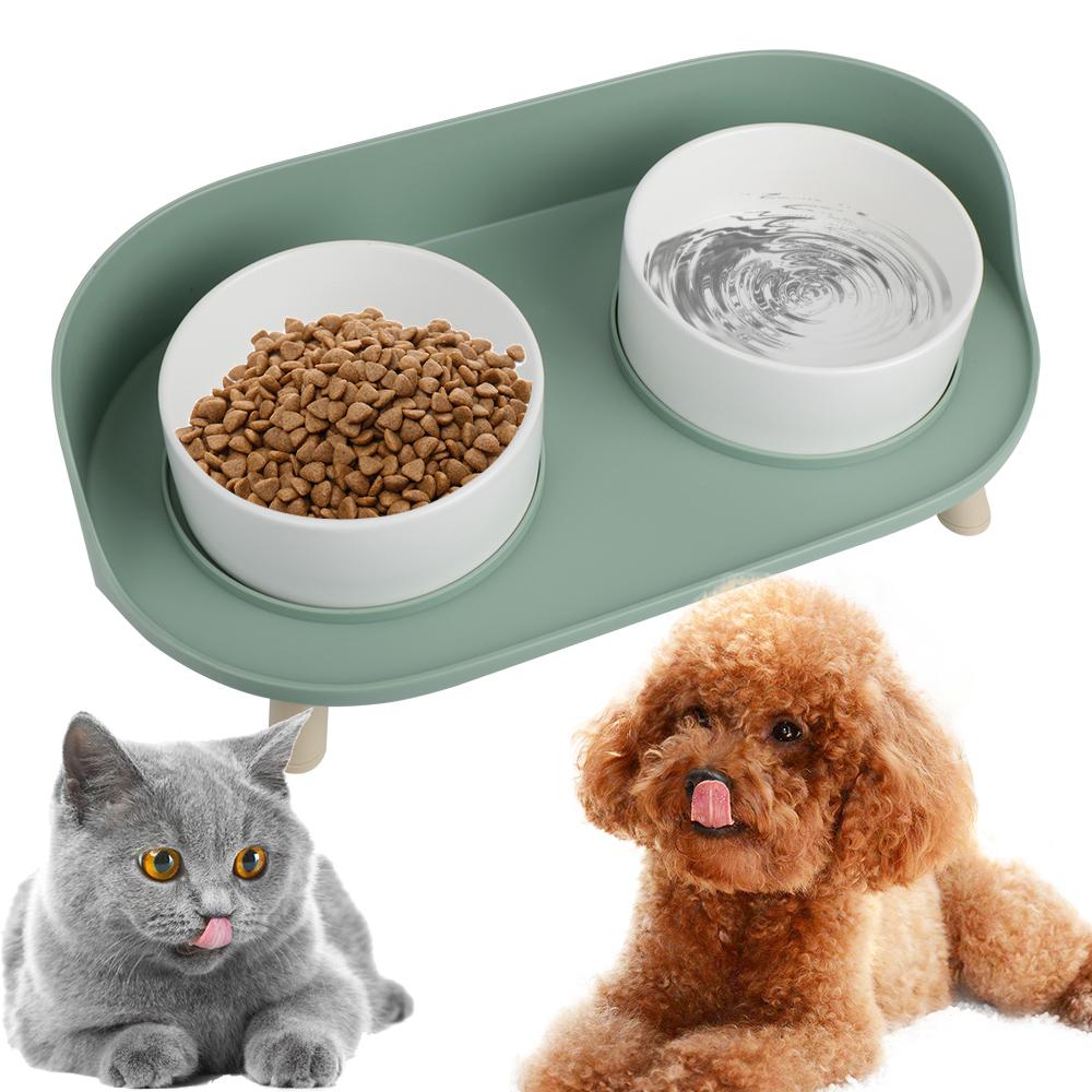 Двойная миска для собак и кошек, продукты для кормления, аксессуары для ...