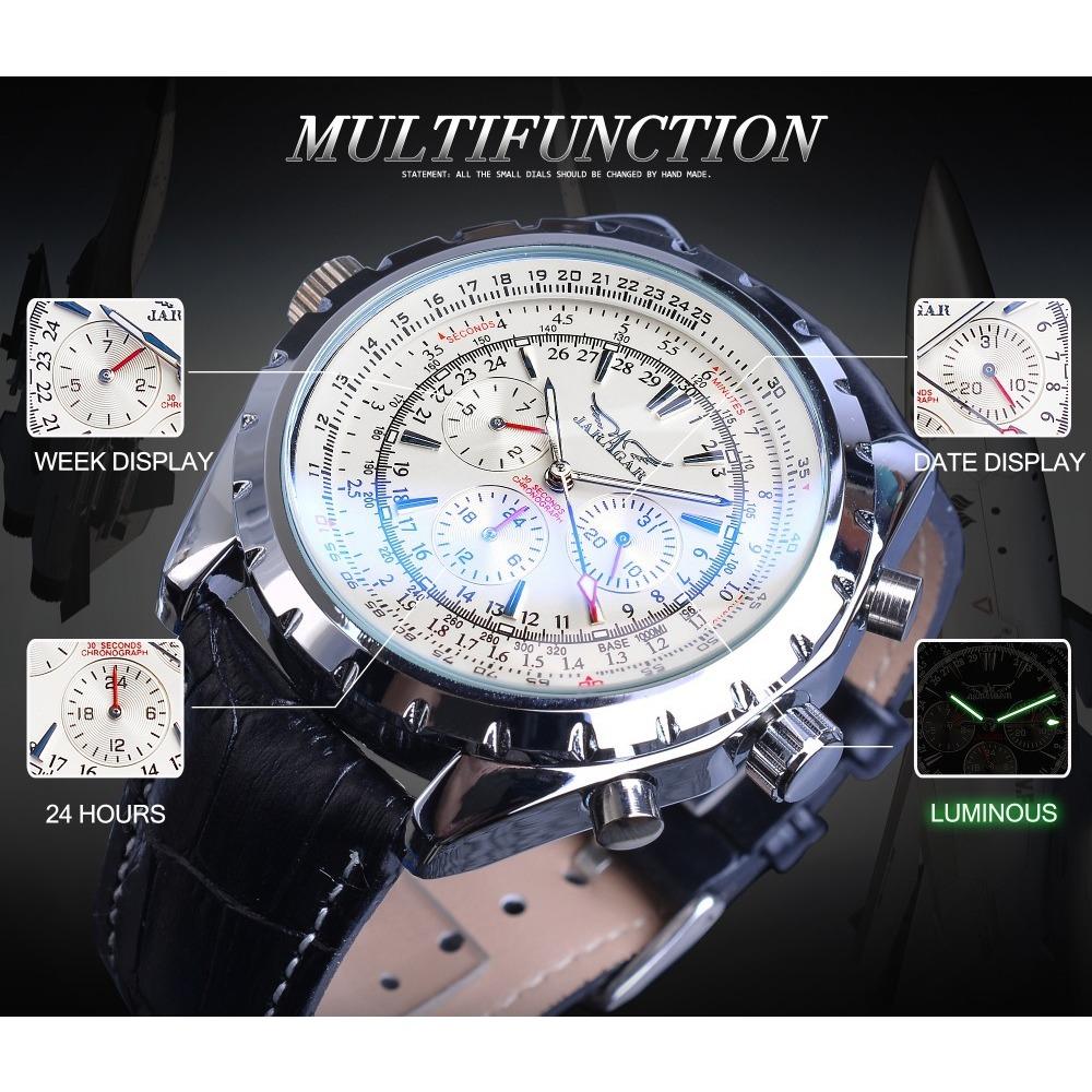 Jaragar Men's Fashion Casual Mechanical Multi-functional Blue Glass ...