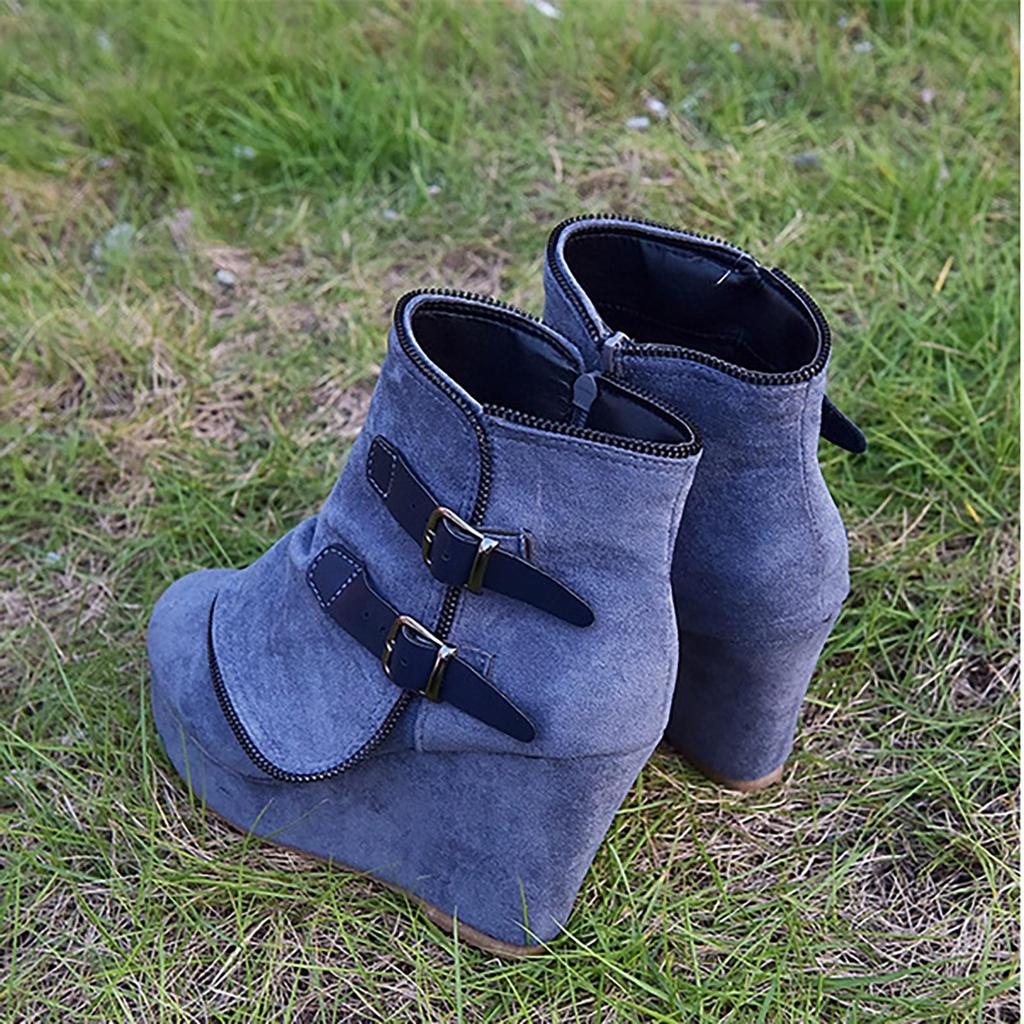 Buy Pointed Wedge Heel Women's Short Boots Short Boots Ankle Boots ...