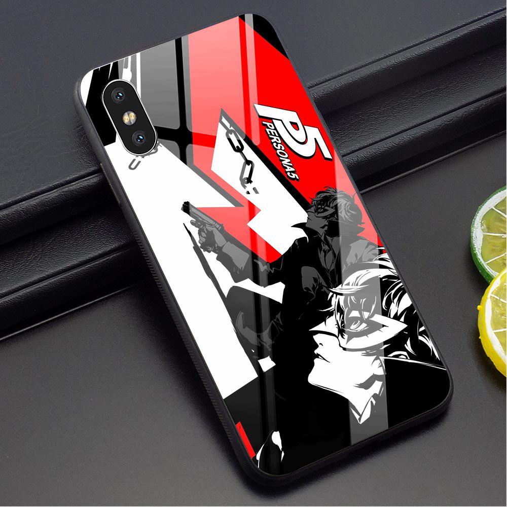 Buy P5 P Persona 5 Tempered Glass Phone Cover for iPhone 6S Case 8 XR X ...